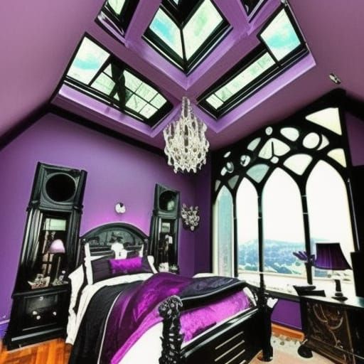 Beautiful skylight gothic bedroom black walls beautiful skylight ...