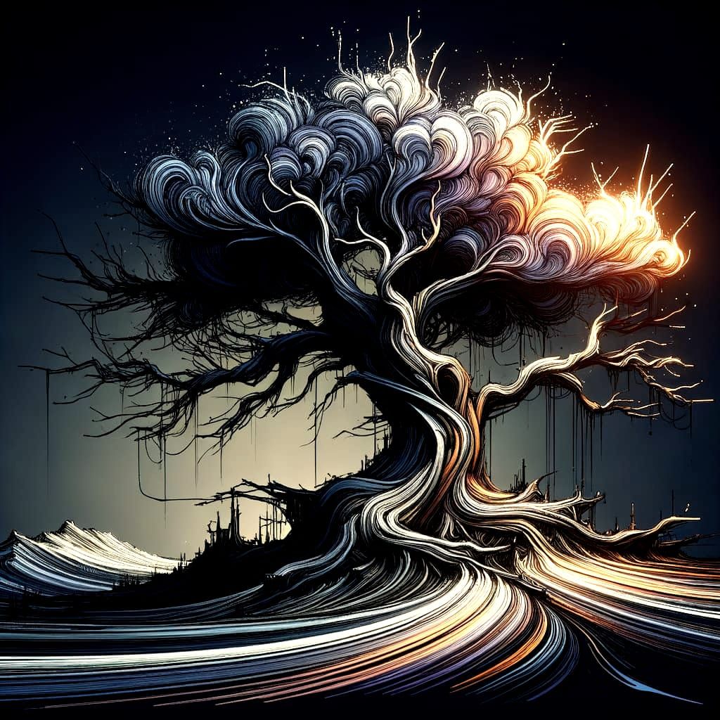 Dark fantasy - Surreal Dark Fantasy World with 3D Tree in HD...