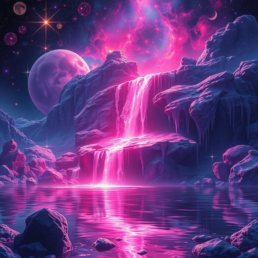 water fall - Astral Cosmic Ruby Waterfall in Holographic I...