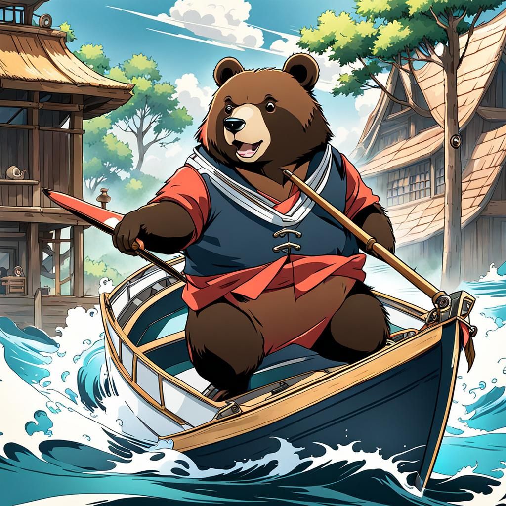 A bear driving a boat - AI Generated Artwork - NightCafe Creator