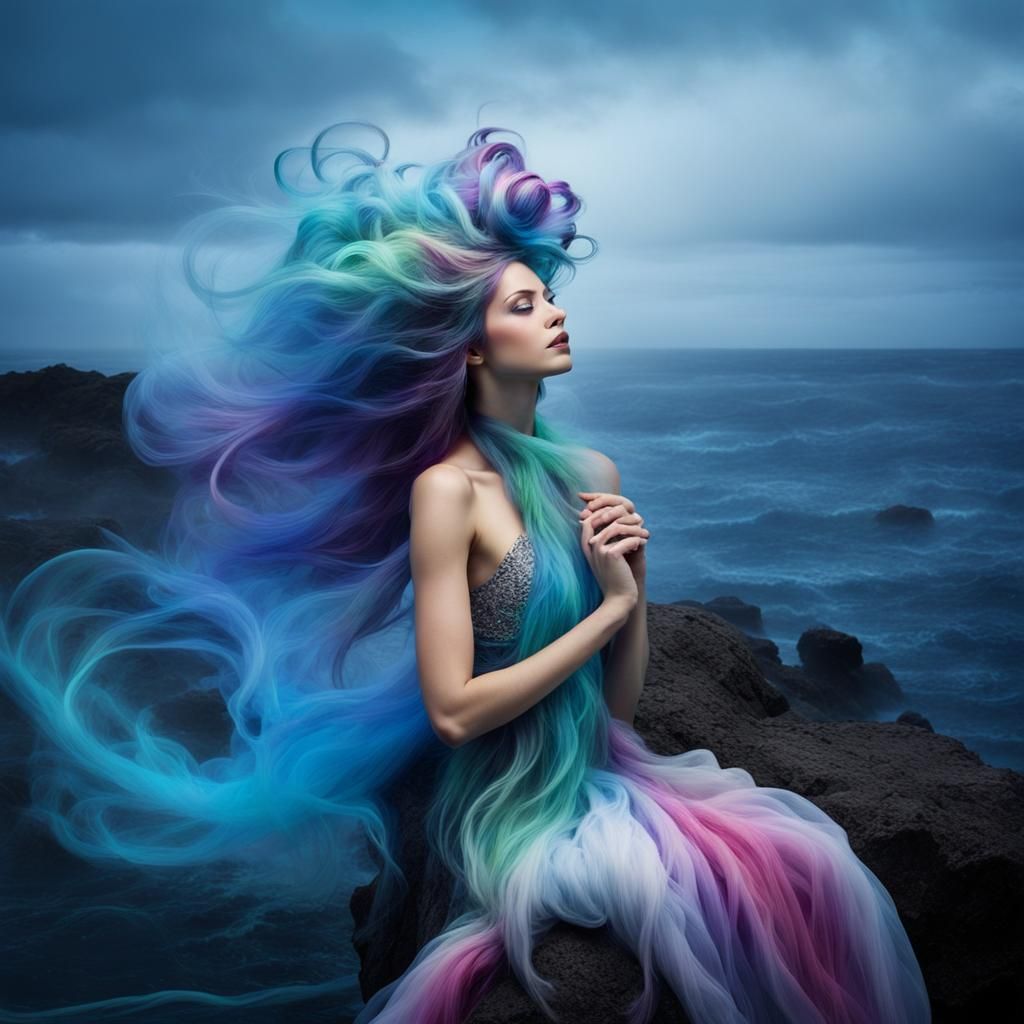 Things Made of Smoke - A mythical Siren whose hair and dress is created ...