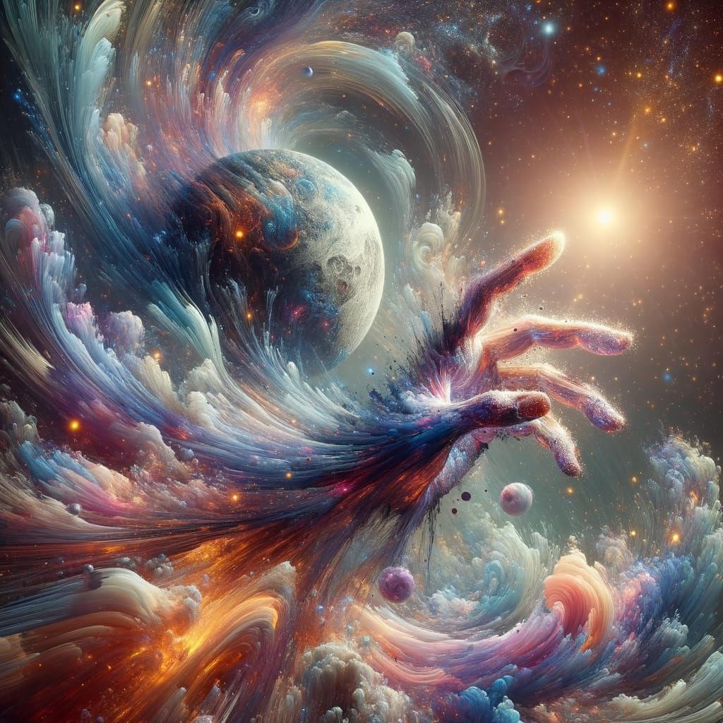 cosmic being stretching out a hand to engulf reality, Android Jones ...