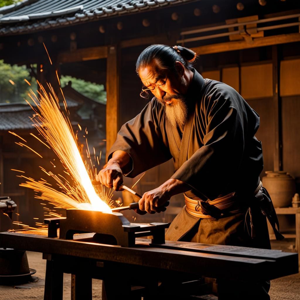 "A Japanese master blacksmith is forging a Katana - AI Generated ...