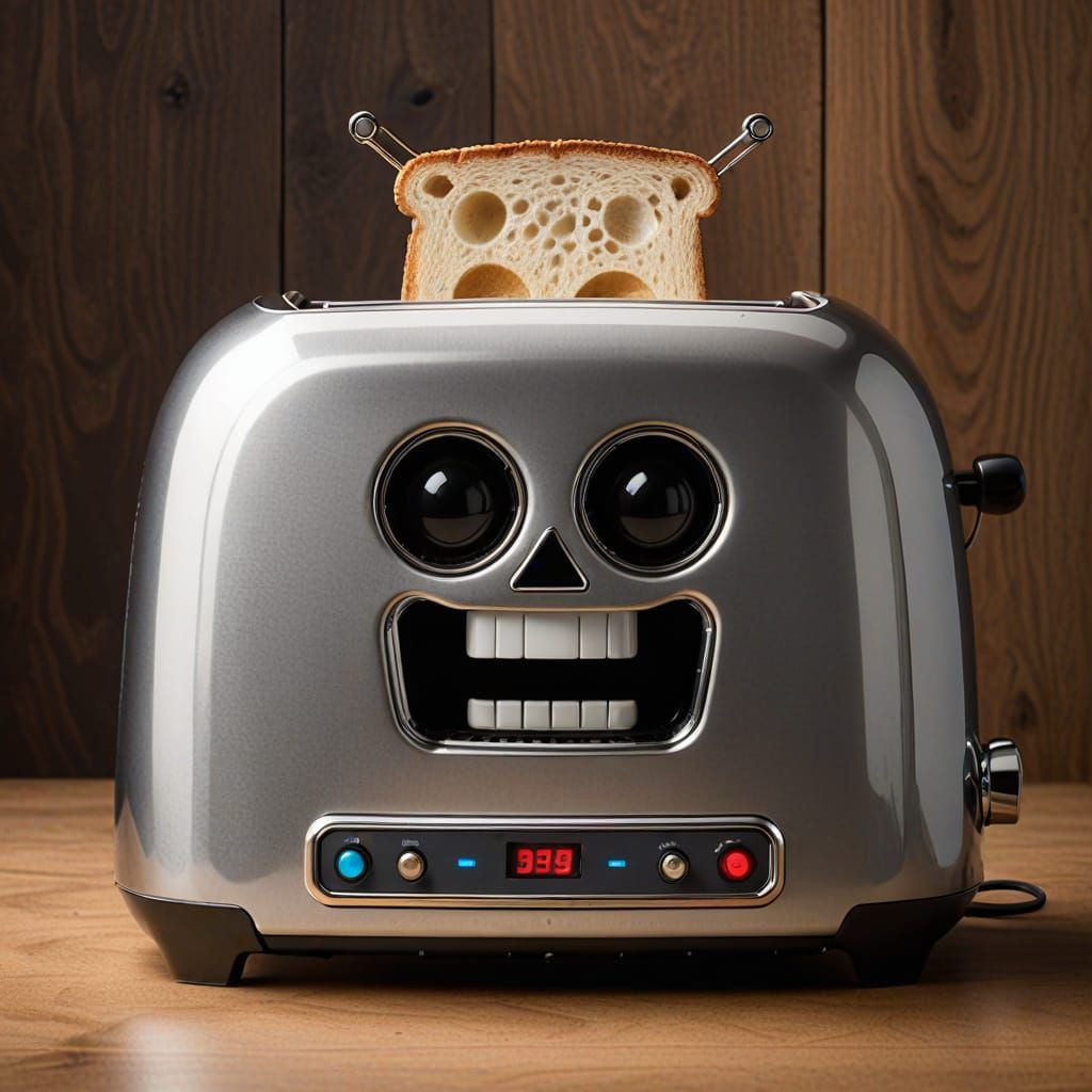 Surreal Robot Toaster Yells in Anger - AI Art