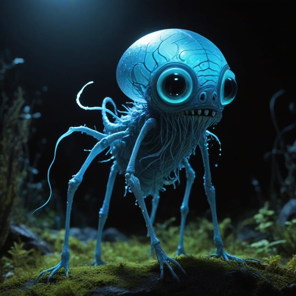 Bioluminescent Tim Burton Creature fantasycore