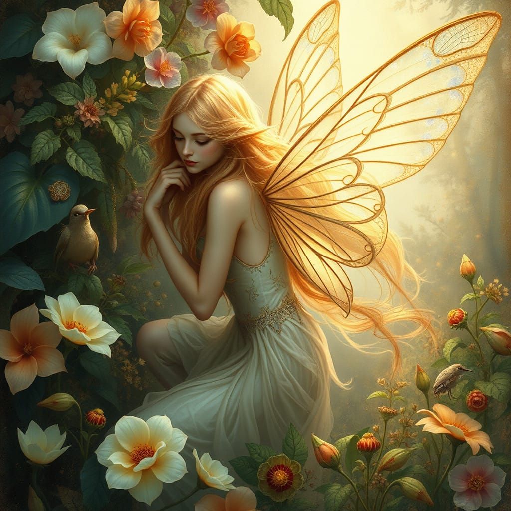 Ethereal Fairy in Pre-Raphaelite Style - AI Art