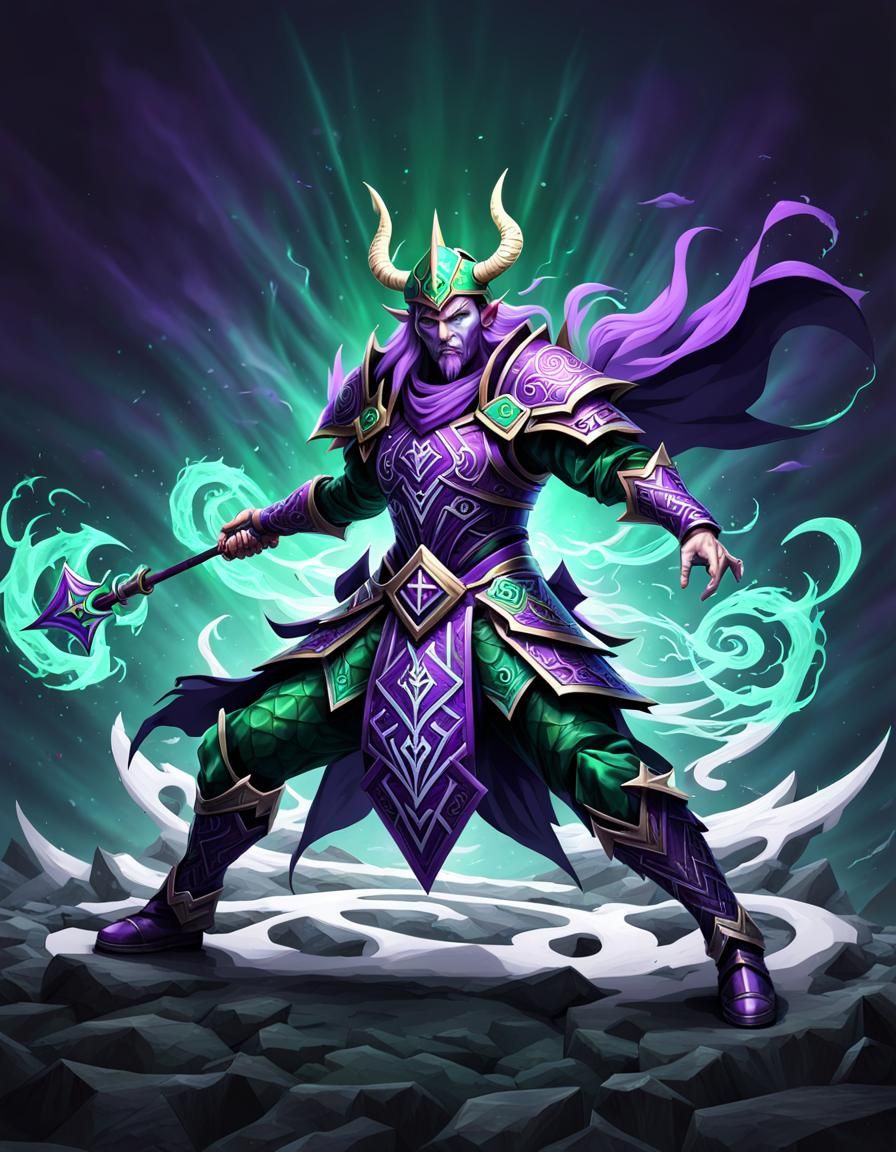 Vivid and beautiful colored viking druid character portrait, full body ...