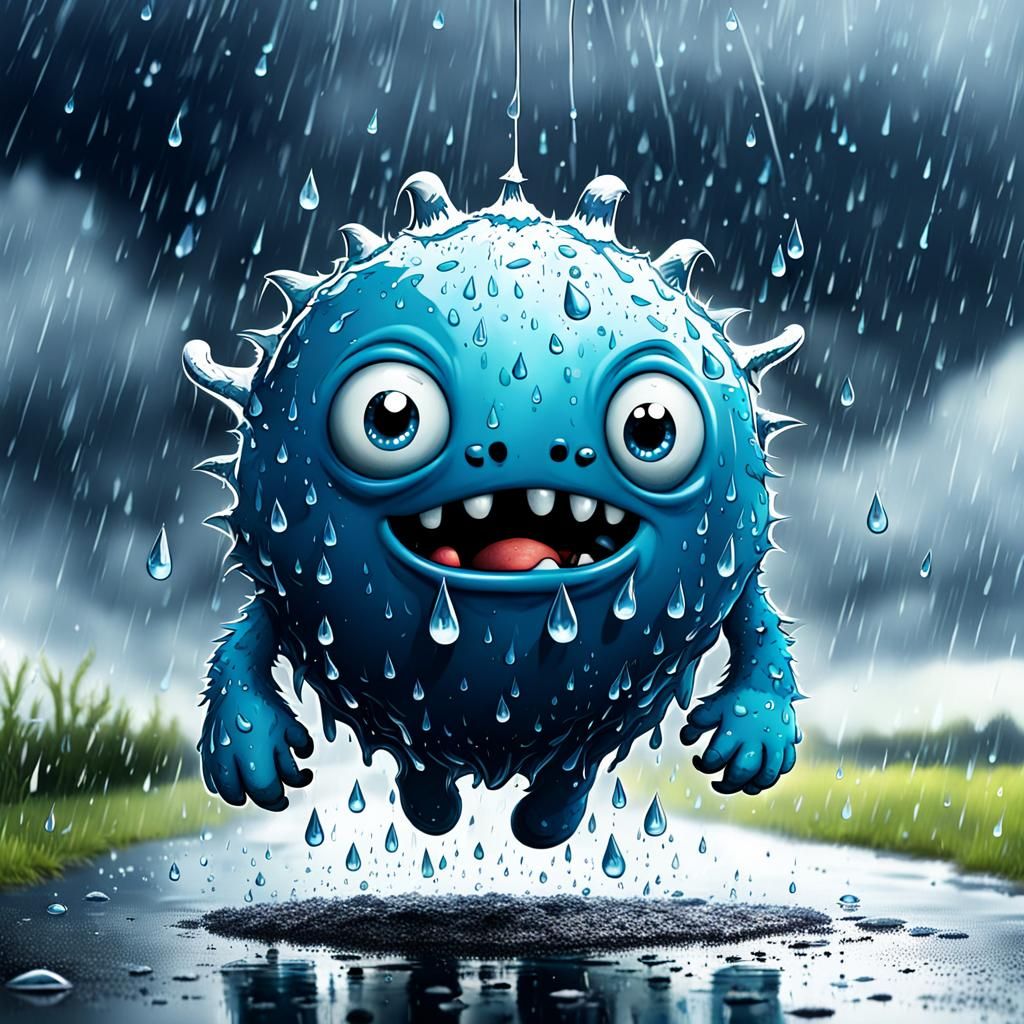 raindrop monster falling from the sky - AI Generated Artwork ...