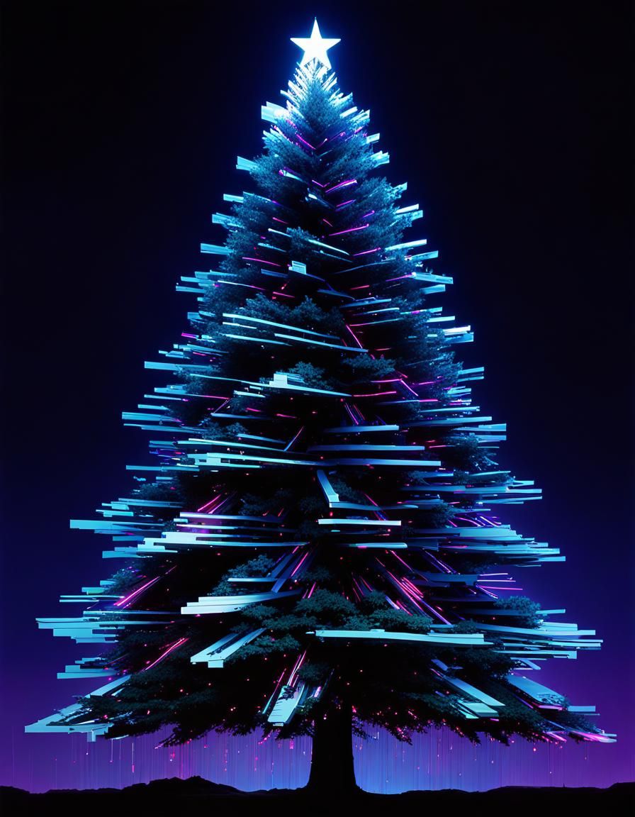 Glitchy xmas tree - AI Generated Artwork - NightCafe Creator