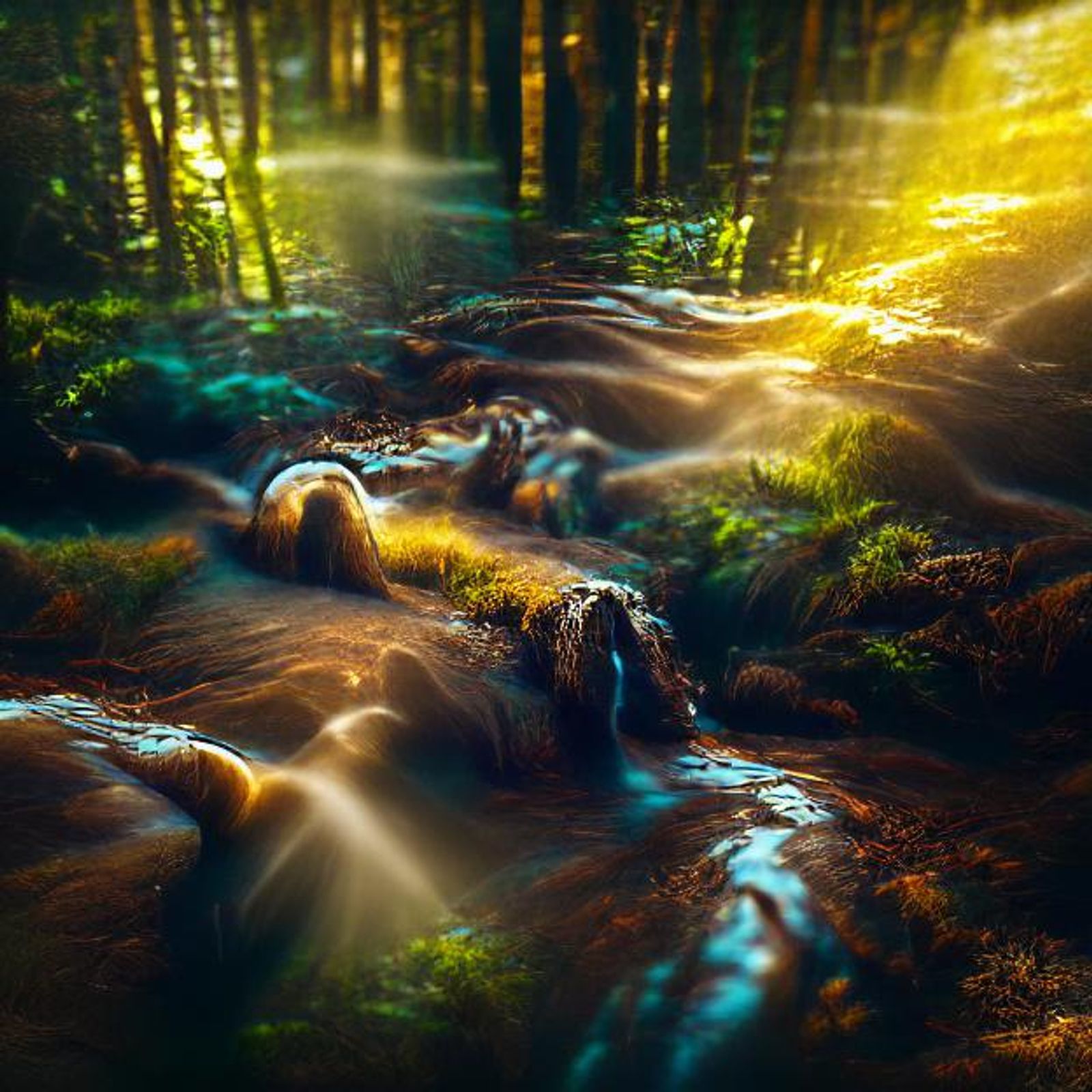 Sunlit stream in the deep dark forest [#film 8K 3D 8k resolution ...