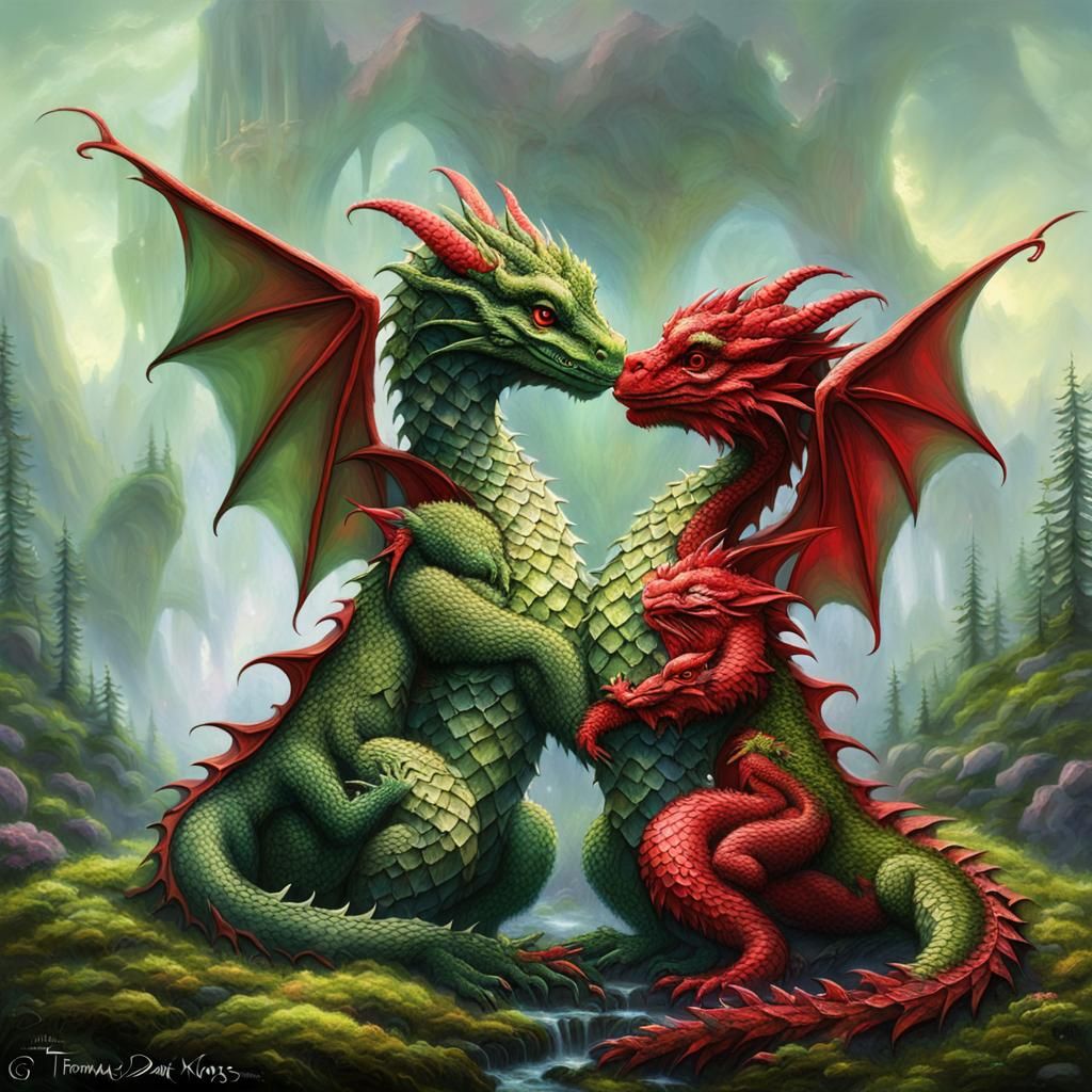 Dragons kissing - AI Generated Artwork - NightCafe Creator