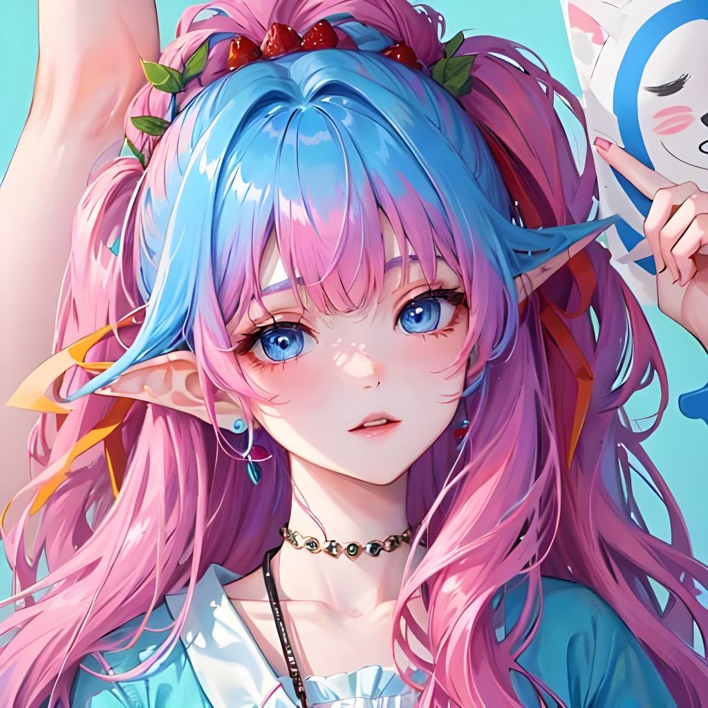 Elfei (blue hairs disaster) - AI Generated Artwork - NightCafe Creator