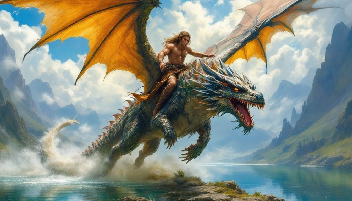 First Ride - Half-Elf Dragon Rider: Fantasy Oil Painting