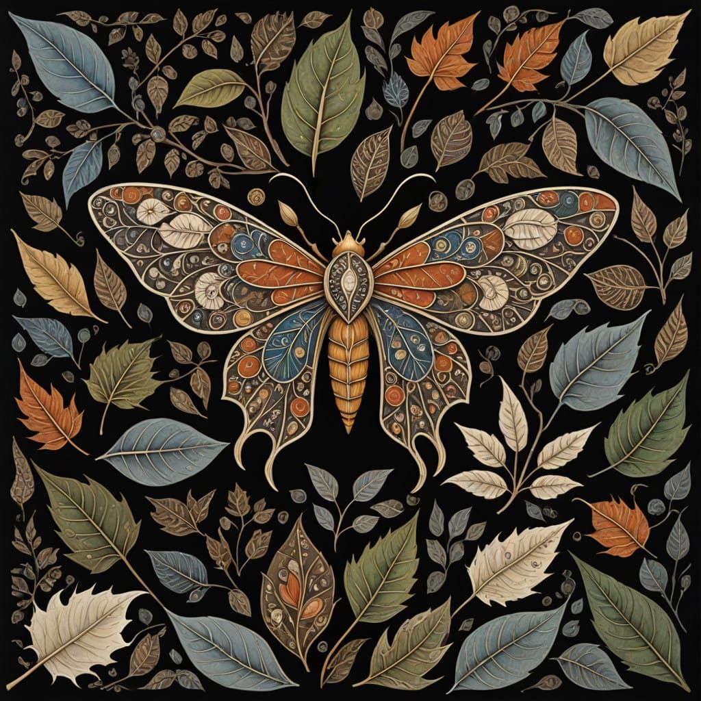 Mystical Metal Moth Emerges from Intricately Detai... - AI Art