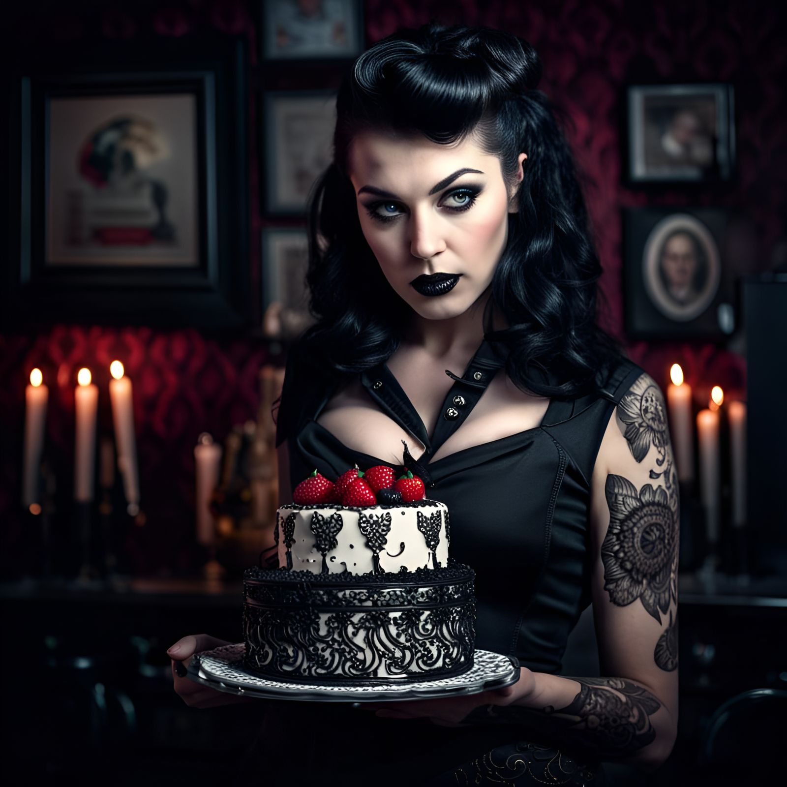Goth Cake - AI Generated Artwork - NightCafe Creator