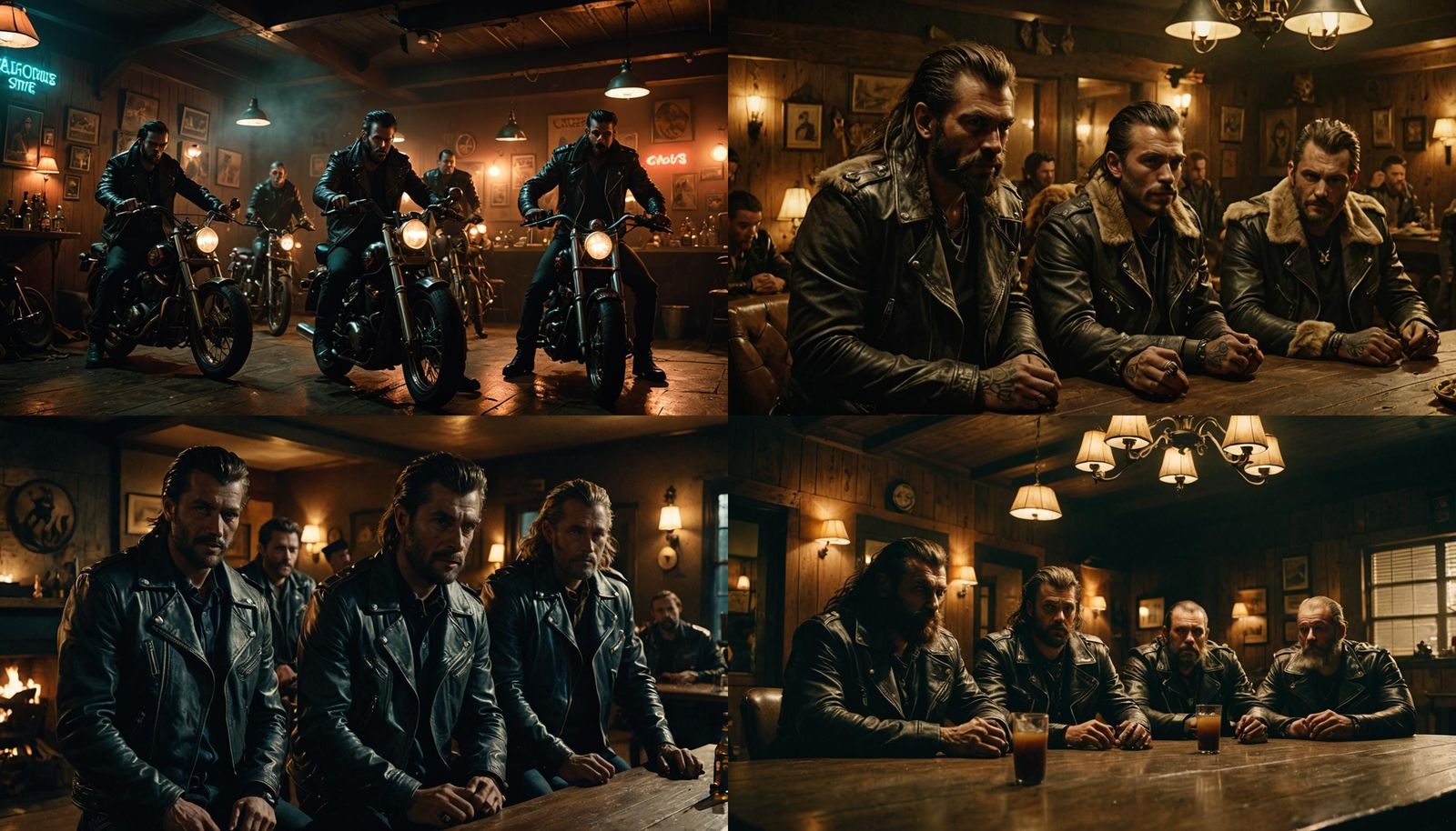Werewolf Bikers Unite: A Cinematic Motorcycle Club... - AI Art