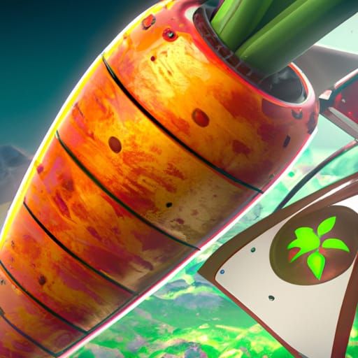 Carrot space rocket detailed matte painting, deep color, fantastical, intricate detail, splash ...