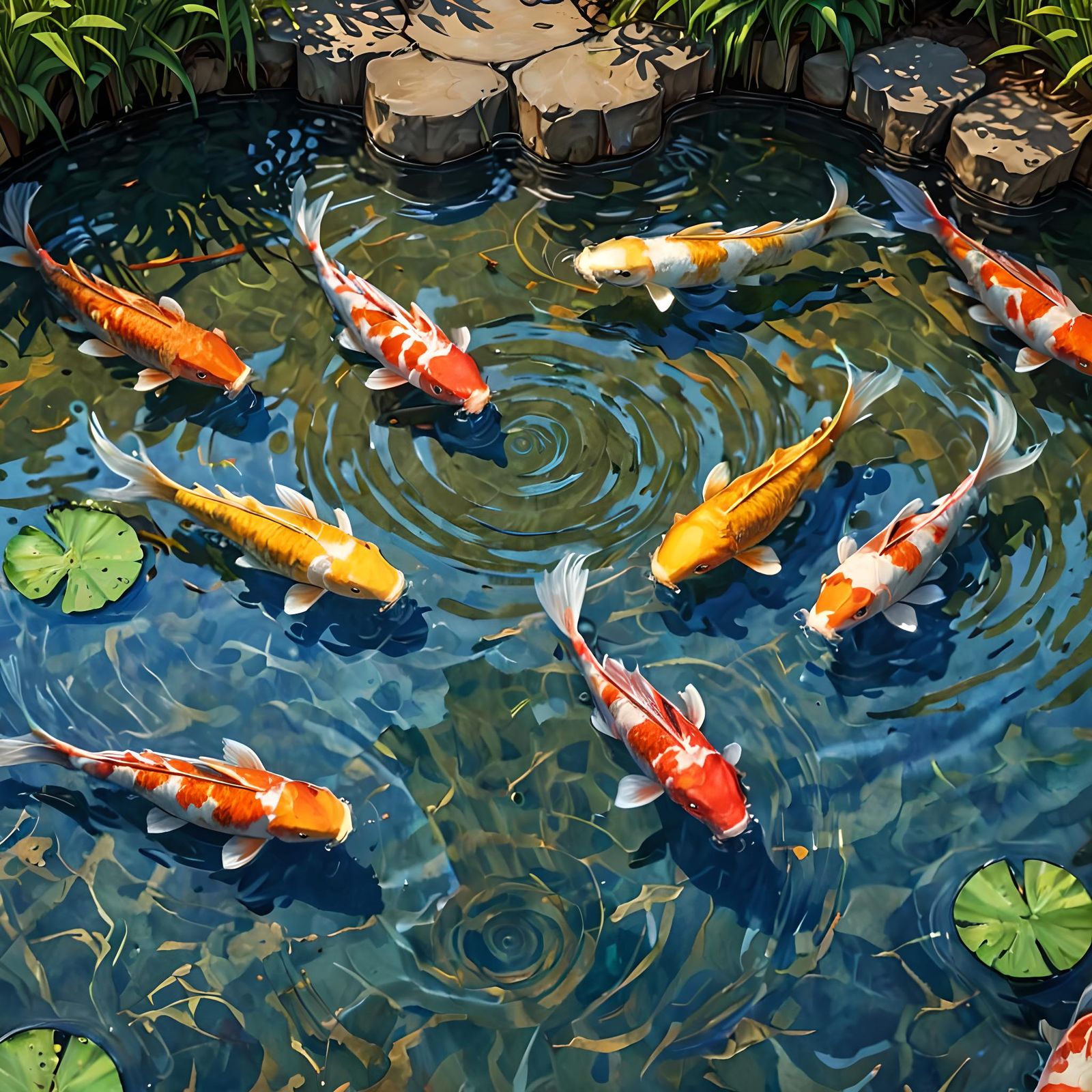 Koi Pond - AI Generated Artwork - NightCafe Creator