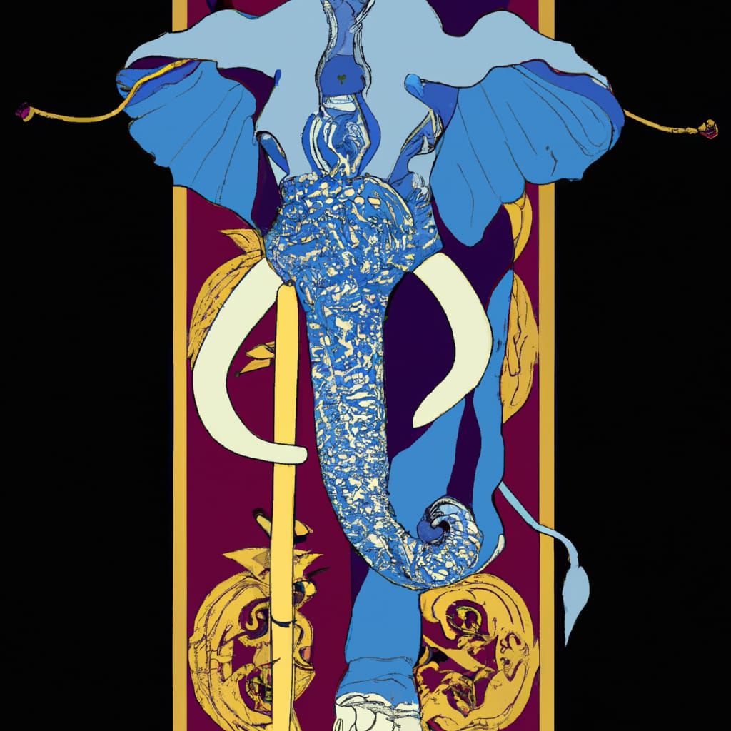 a tarot card of an elephant from animal spirit deck Art Nouveau style ...