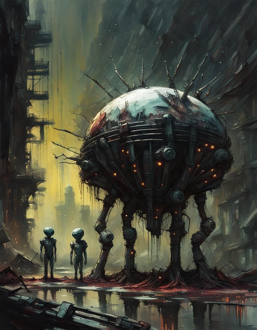 Reshaping Darkslinky99 @Darkslinky99 alien robot farm, dystopian image ...