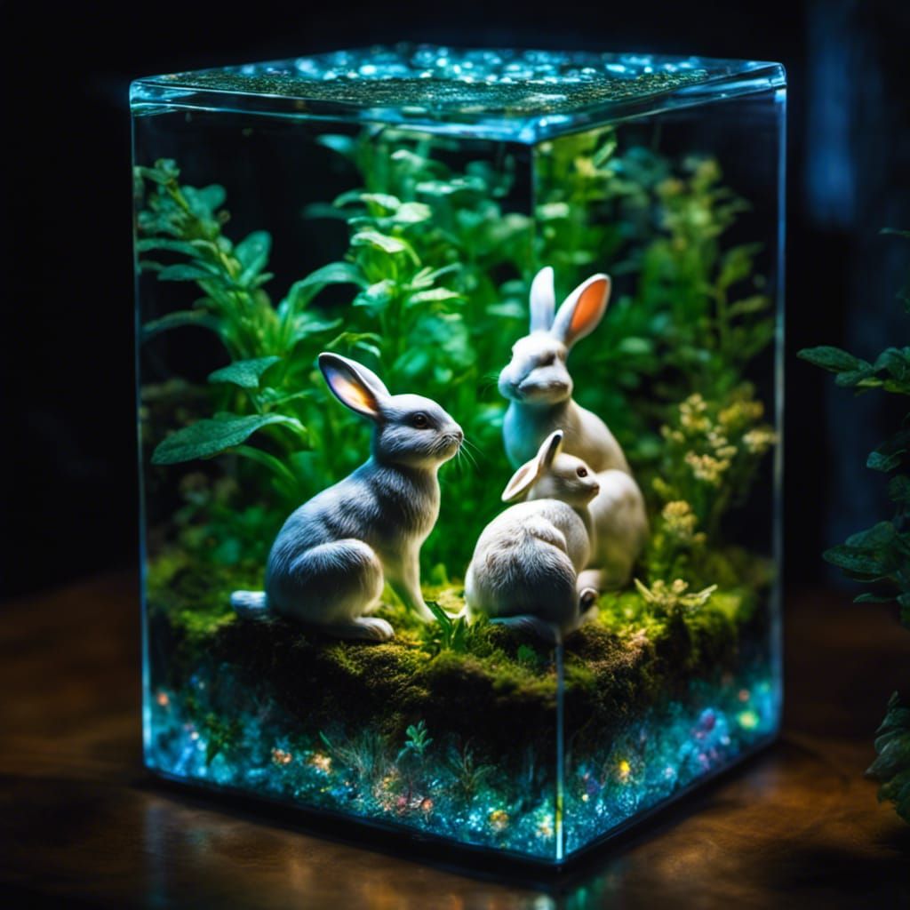Magical Rabbits Inside a Glass Cube - AI Generated Artwork - NightCafe ...