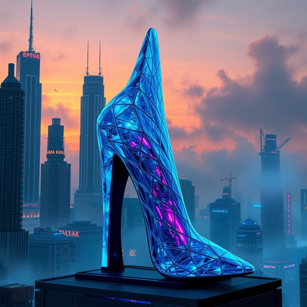 blue crystal high heel shoe - Sleek Blue Crystal High Heel...