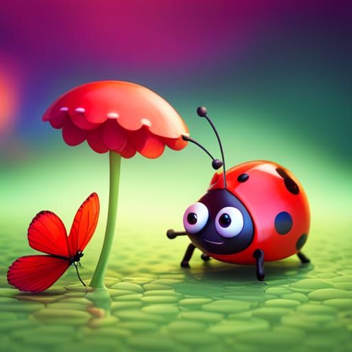 Friendly Ladybug meets friendly Butterfly - AI Generated Artwork ...