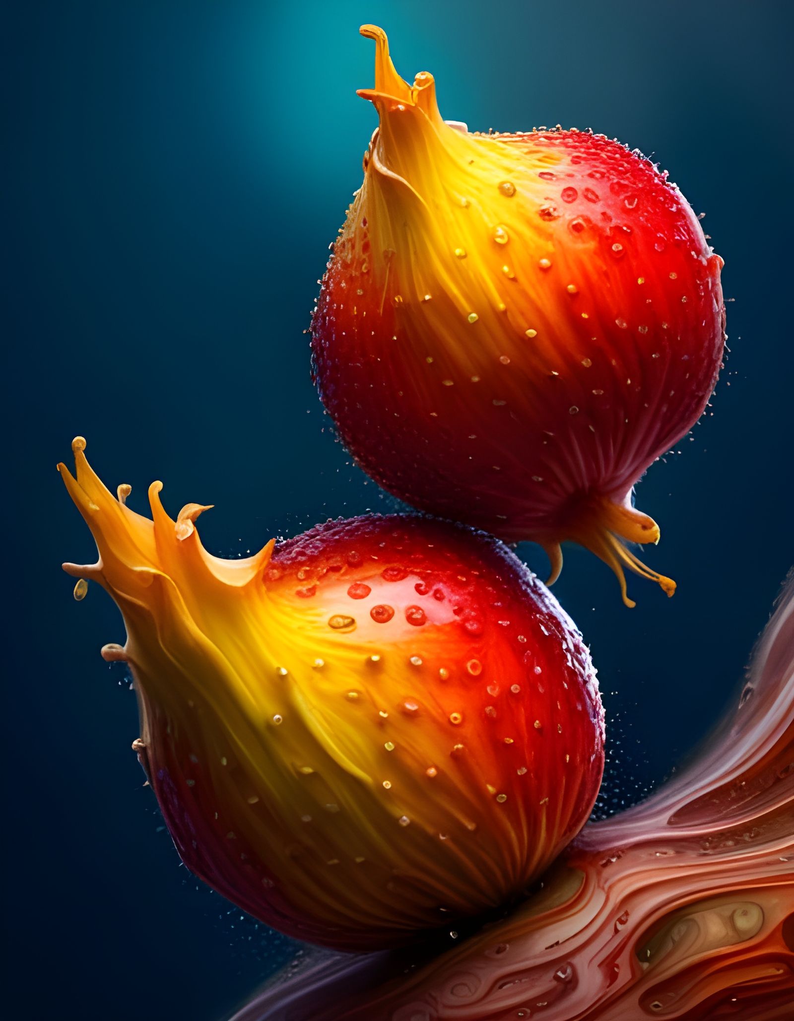 Photo of a knobby red-and-yellow fruit. - AI Generated Artwork ...