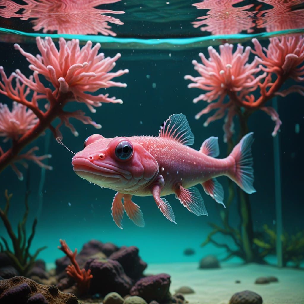 Axolotl in alien fish tank - Hyper-Realistic Axolotl in a F...