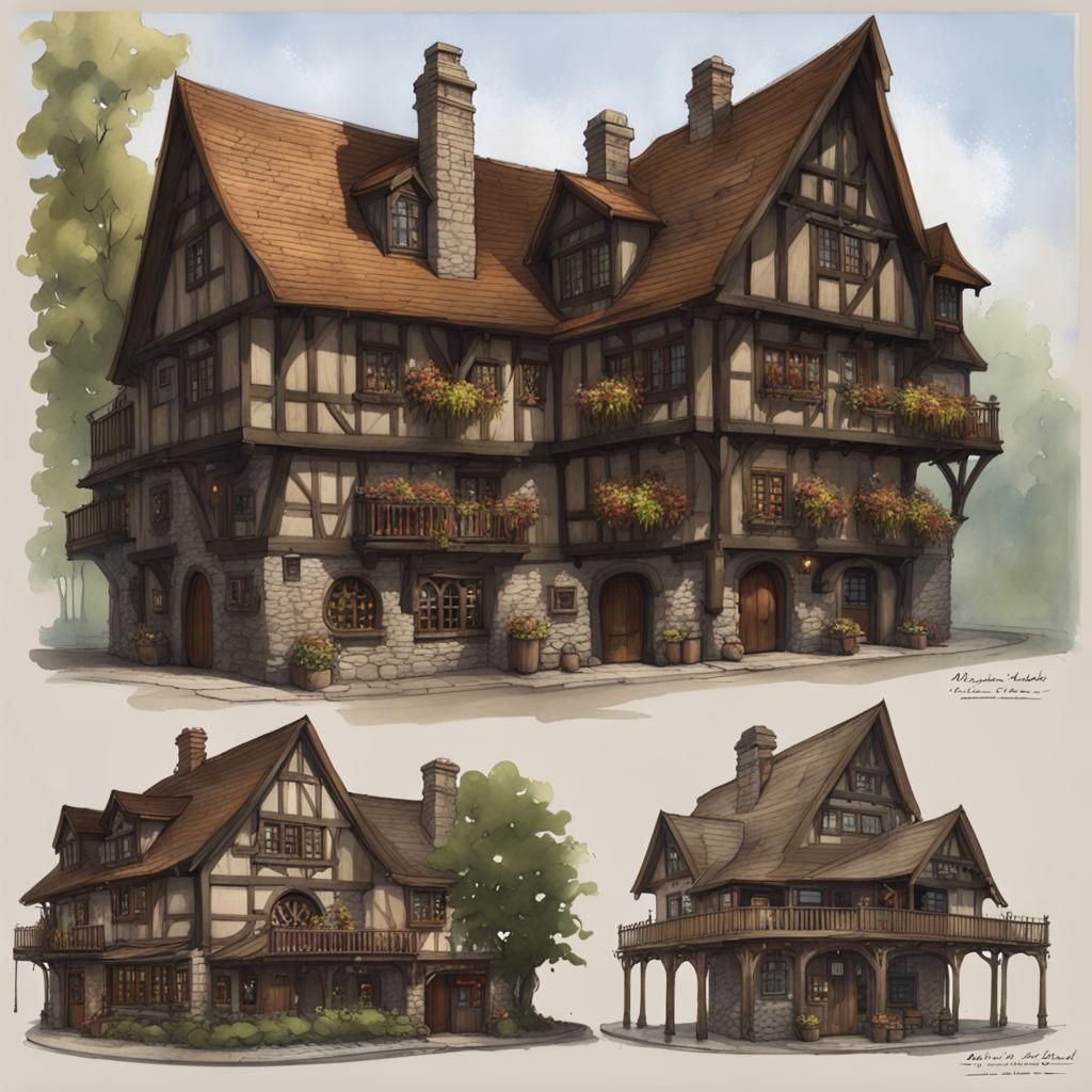 architectural designs for realistic fantasy building, concept art ...