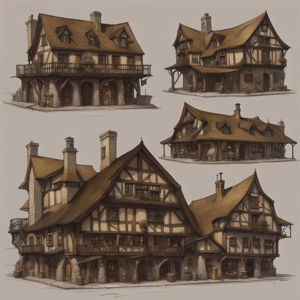 architectural designs for realistic fantasy building, concept art ...