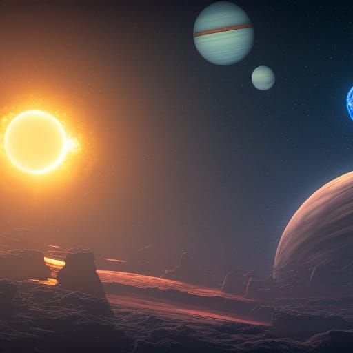 Alien solar system - AI Generated Artwork - NightCafe Creator