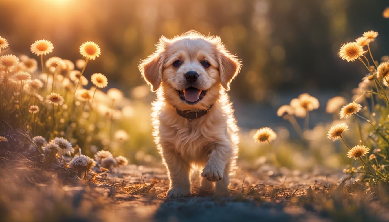 A cute puppy hyperdetailed in the sun! 8k resolution concept art ...