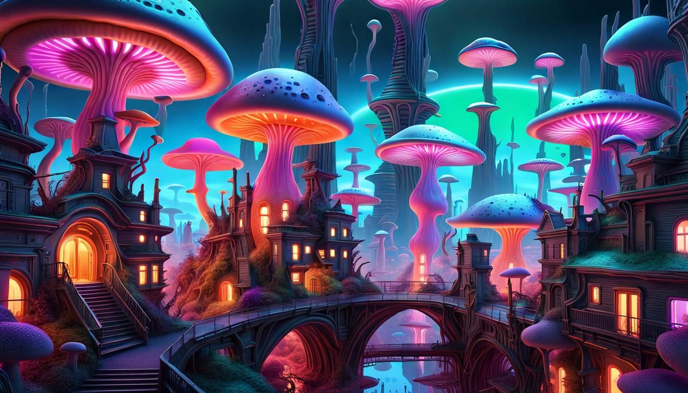 A breathtaking, spectacular surreal 3D digital illustration of a ...