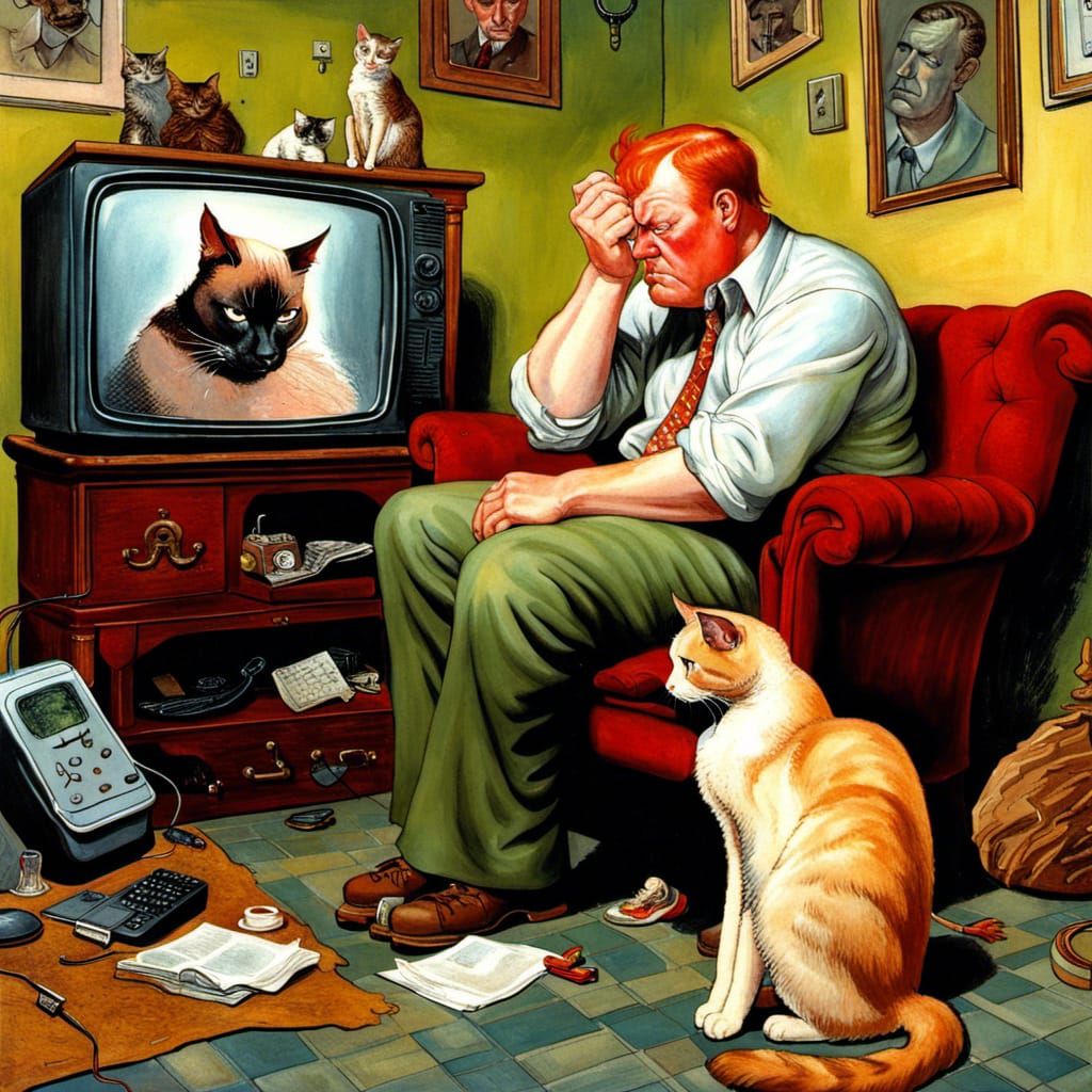 Sad Angry Cat Man - AI Generated Artwork - NightCafe Creator