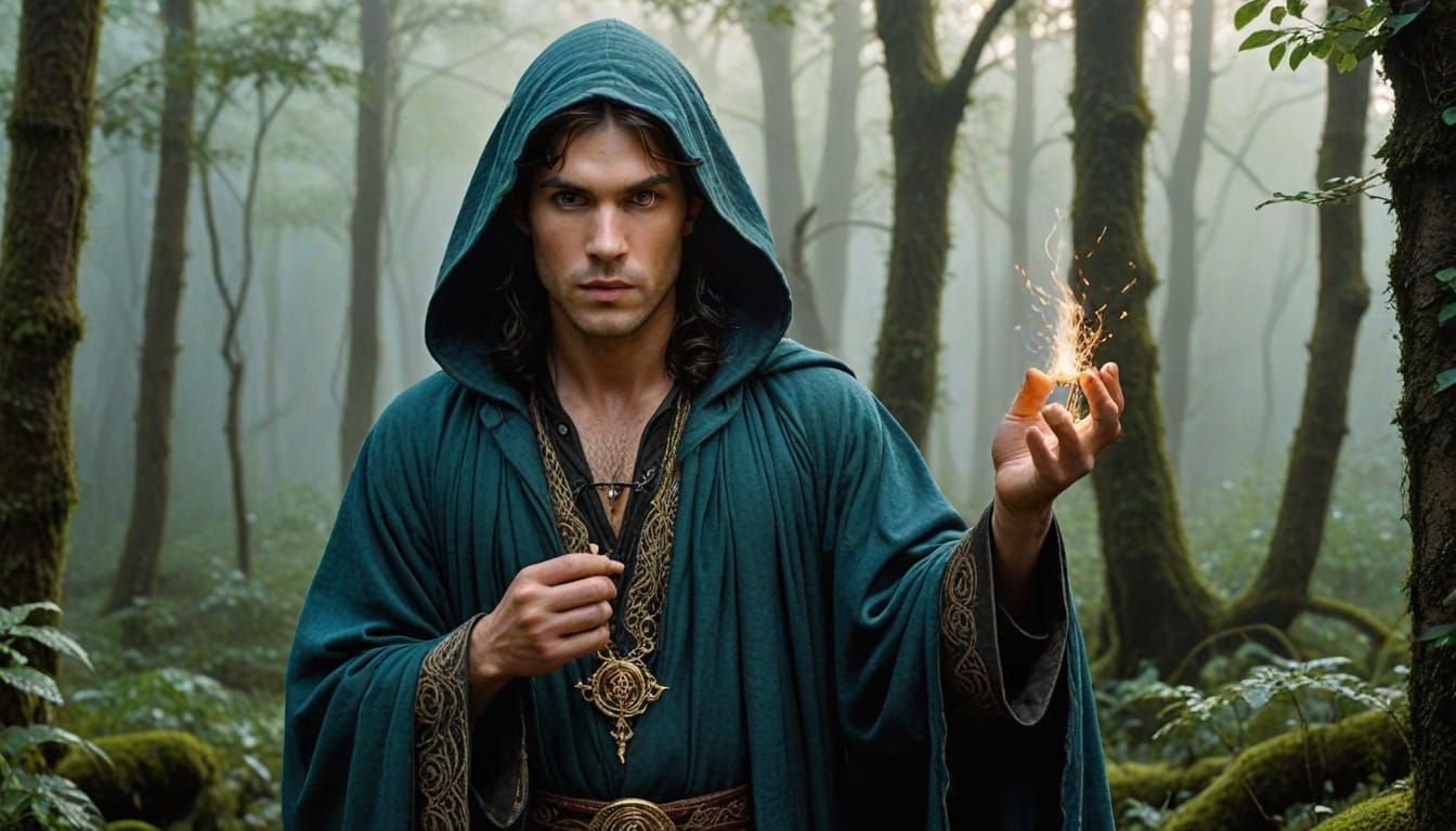 Elven Sorcerer Weaving an Arcane Spell