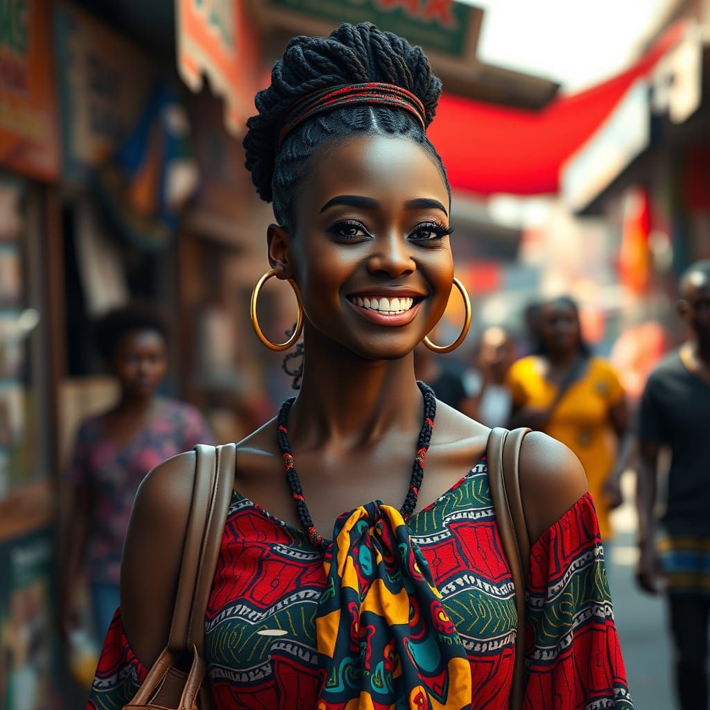 beautiful American woman with immaculate makeup, w... - AI Art