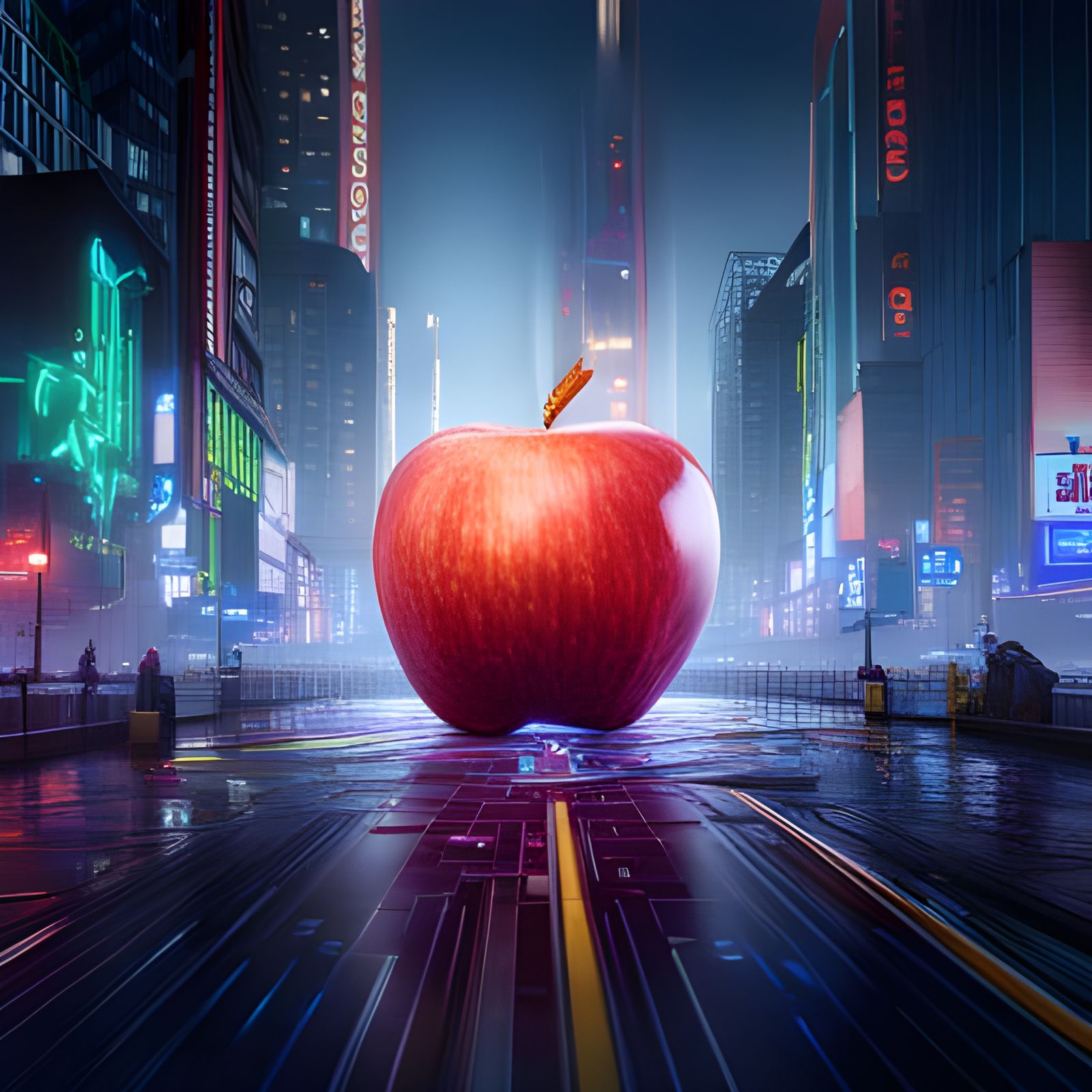 Apple in City - AI Generated Artwork - NightCafe Creator