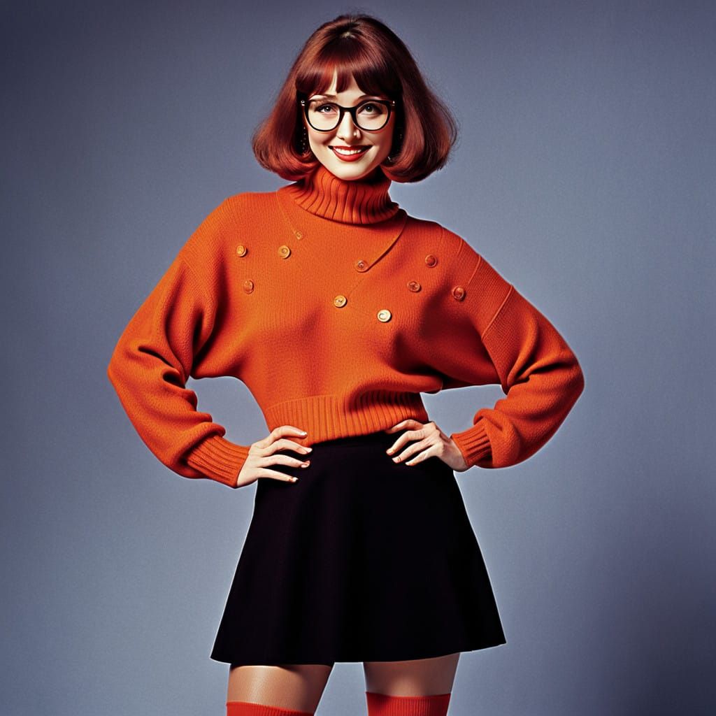 Velma Dinkley - Playful Velma Dinkley in Vibrant 90s Cartoo...