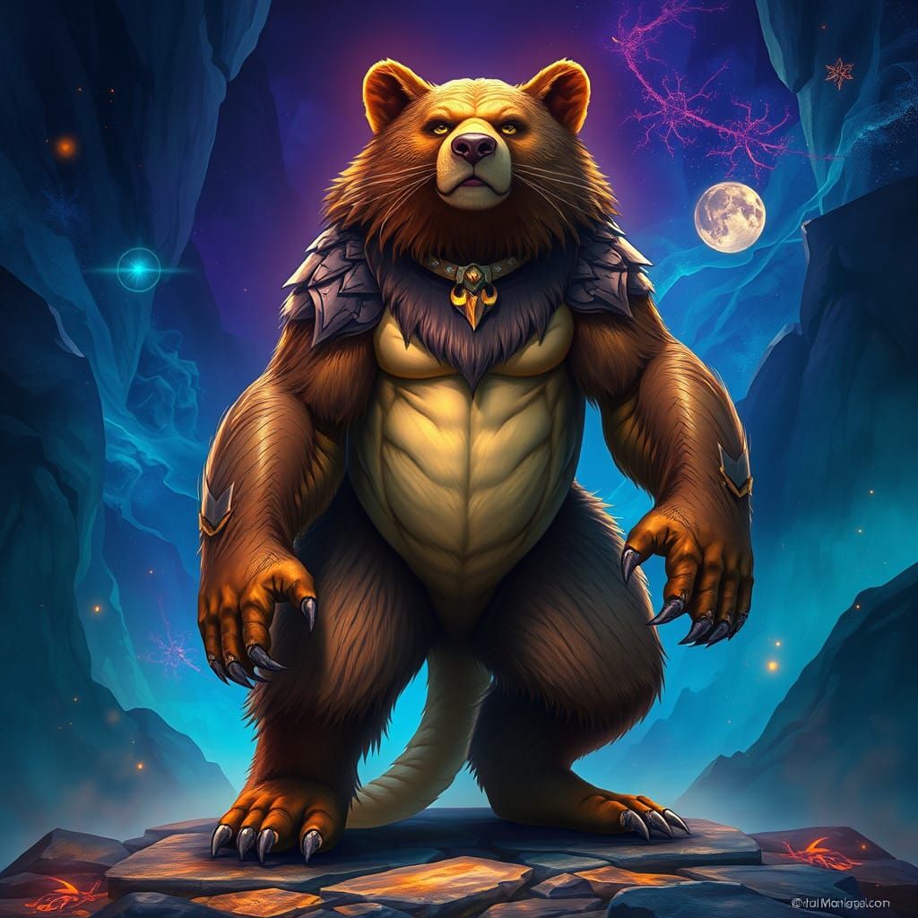 Cyberpunk Feline Ursine Hero - AI Art
