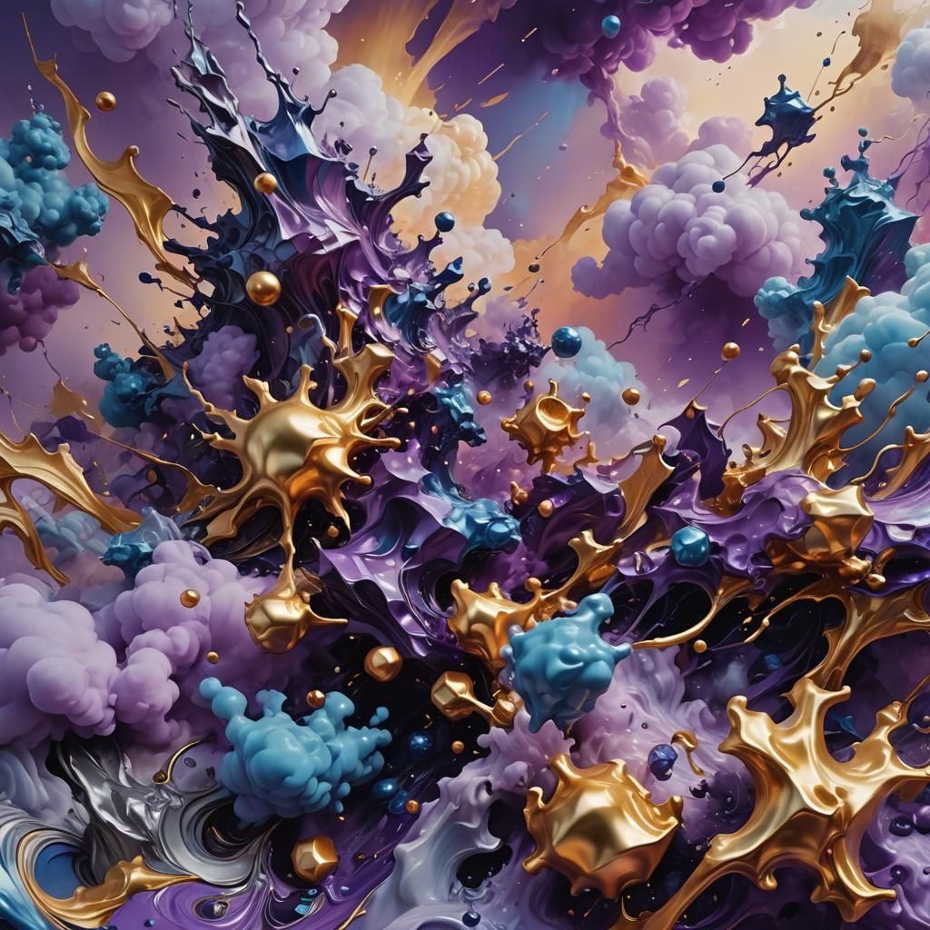 Overkill - Surreal Battle Scene in Vibrant Oil Painting