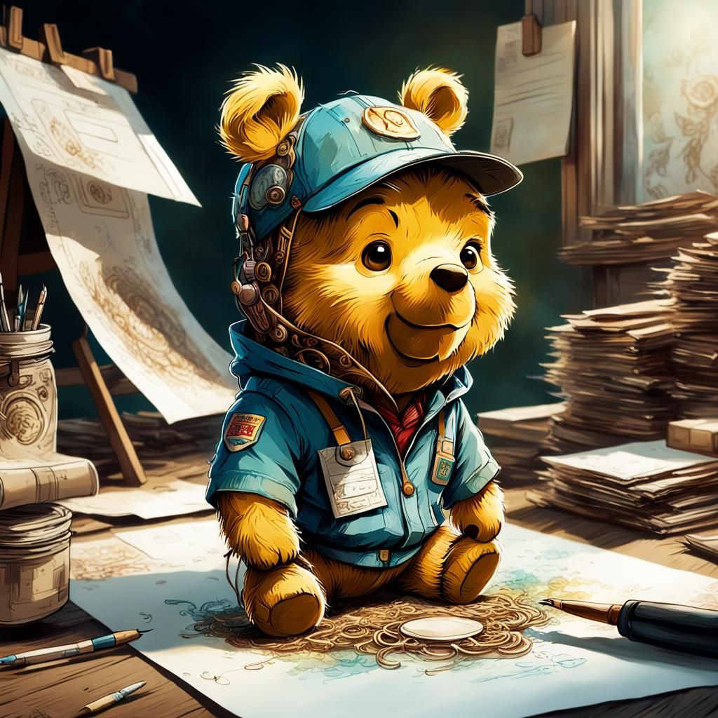 Winnie in mailroom - AI Generated Artwork - NightCafe Creator