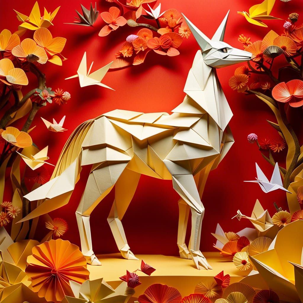 Pastoral origami scene - AI Generated Artwork - NightCafe Creator