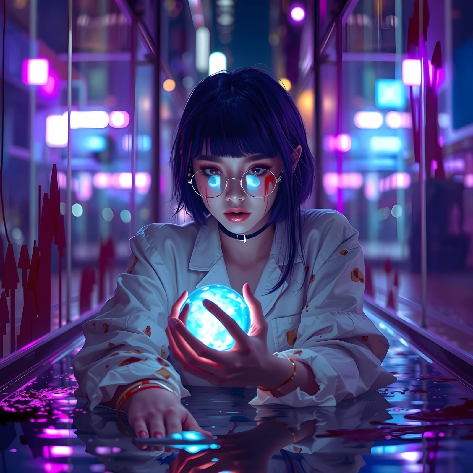 Queen The Light - Ethereal Woman of Light in Serene Lake La...