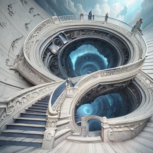 a labyrinthine staircase that goes up to infinity / Someone on the ...