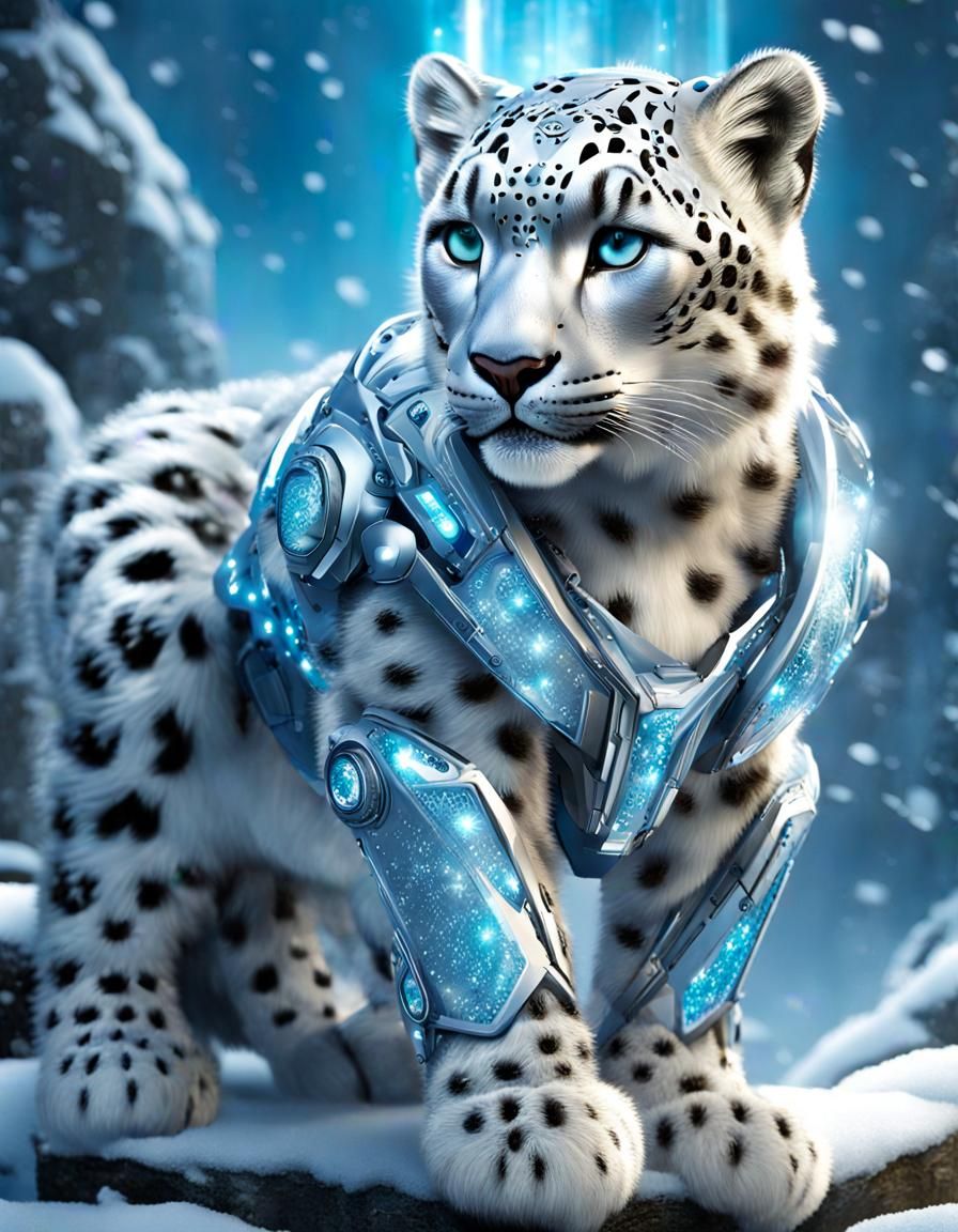 Cyber Snow Leopard - AI Generated Artwork - NightCafe Creator