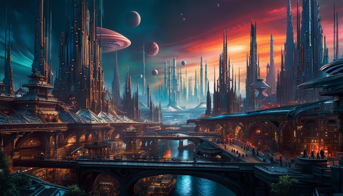 Sci-fi Cityscape - AI Generated Artwork - NightCafe Creator
