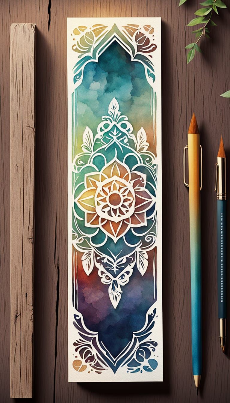 Stylized Bookmark with Whimsical Geometric Pattern... - AI Art