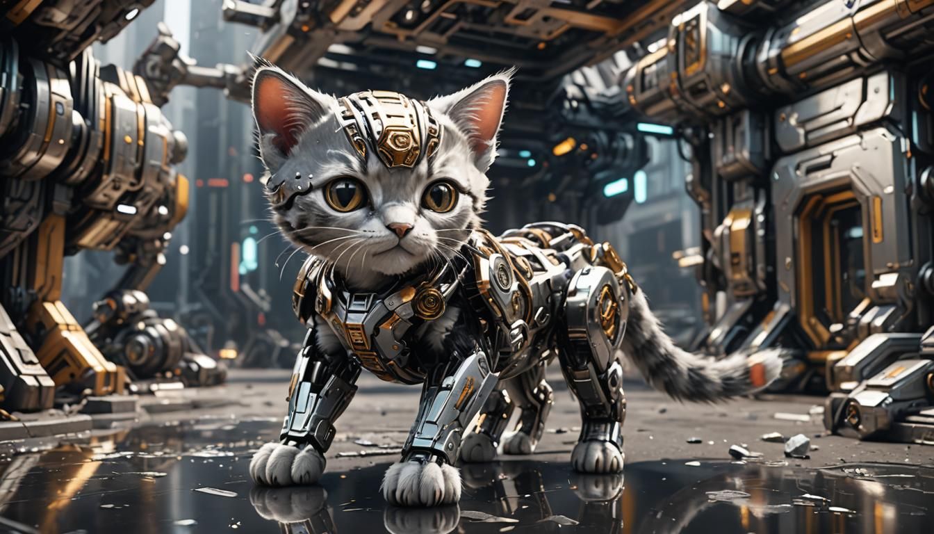 Mecha kitten - AI Generated Artwork - NightCafe Creator
