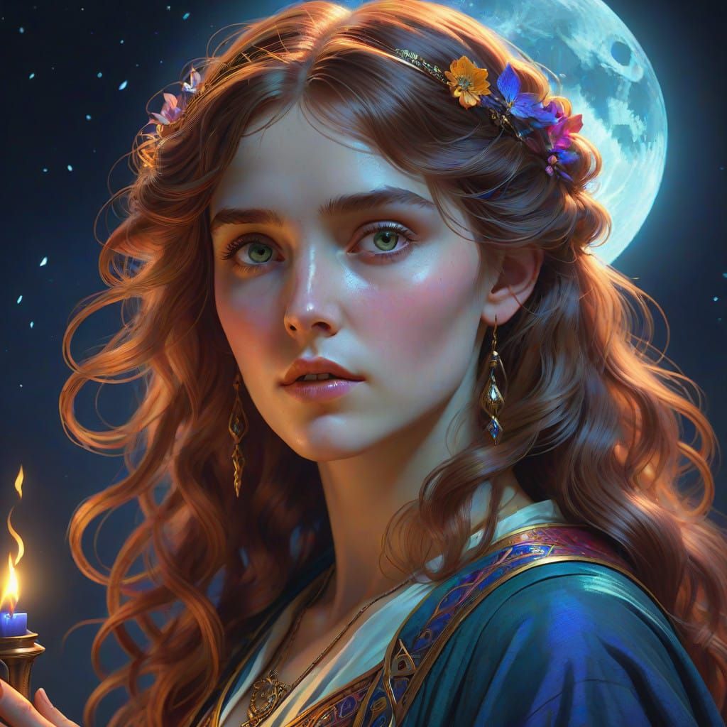 Enchanted Siren by Moonlight in Pre-Raphaelite Sty... - AI Art